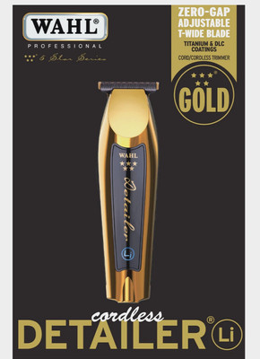 WAHL GOLD CORDLESS DETAILER LI 100 MIN RUN WITH STAND & CARBON TITANUIM ...