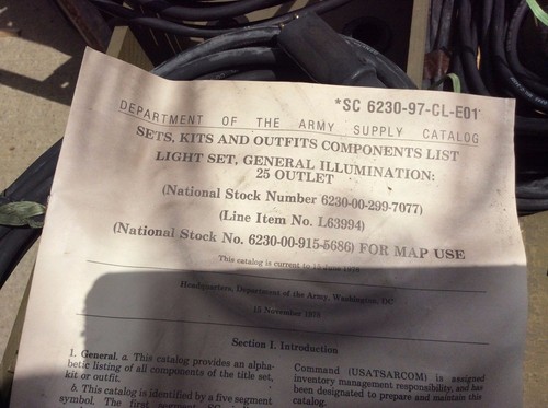 ONE GENERAL ILLUMINATION MILITARY LIGHT SET COMPLETE COVERS LARGE AREA ...