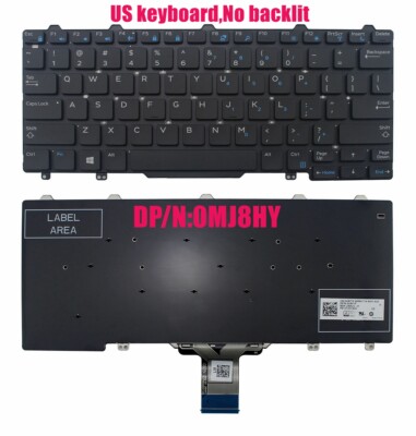 US Keyboard for Dell Latitude E7270/E5270/XPS 12 9250/Latitude 12 7275 ...