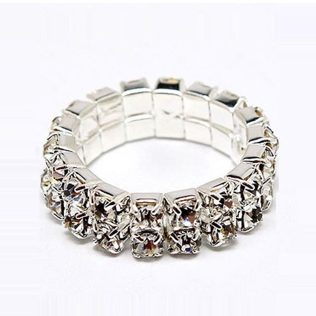 Wholesale 12pcs 2 Rows Stretchy Crystal Rhinestone Elastic Jewelry ...