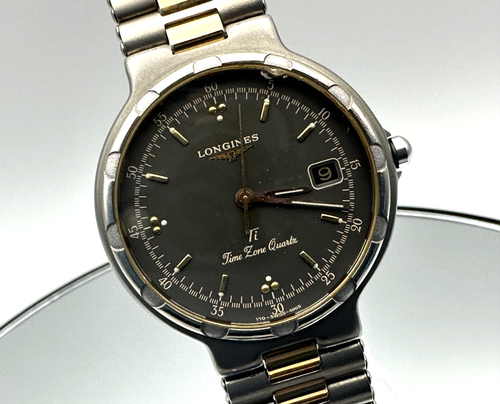 LONGINES Conquest Time Zone Excellent Quartz Black Dial Date Watch Swiss Made | eBay