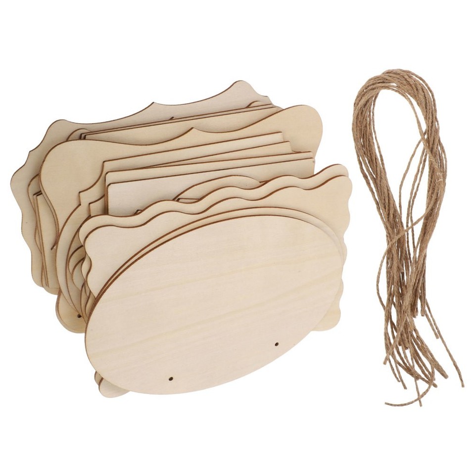 16pcs Unfinished Hanging Wood Sign with Ropes Blank Wood Plaque Plain ...