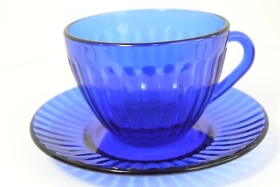 Cobalt Blue Glass Coffee Cup & Saucer Colorex Made in Brazil | eBay