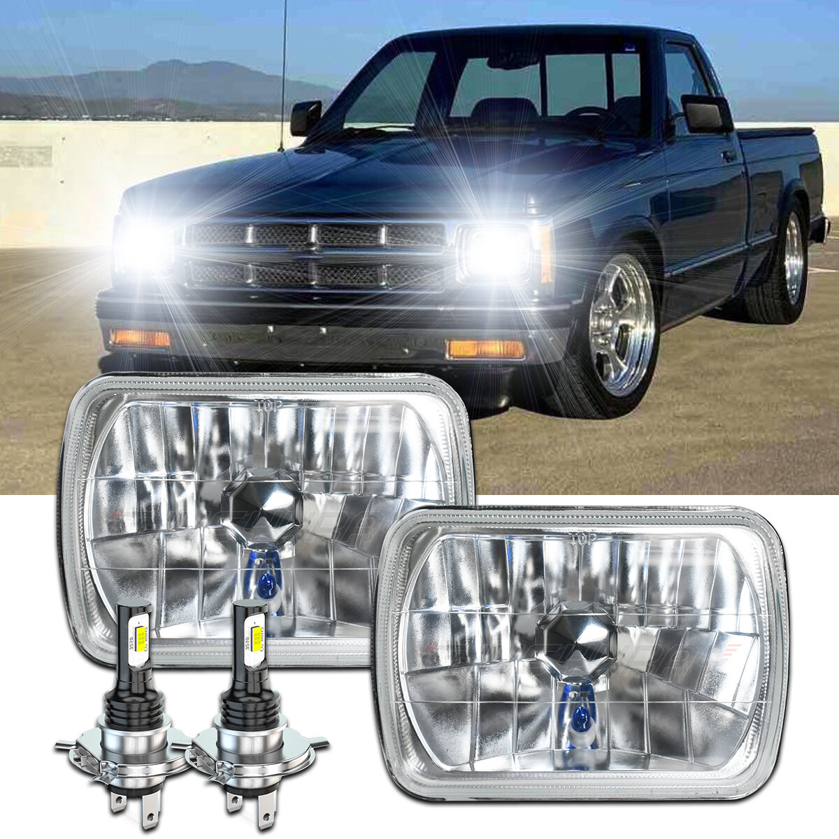 Pair 7X6''/5X7'' LED Headlights Hi/Lo Beam For 82-93 Chevy S10 Blazer ...
