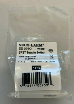 SECO-LARM SS-076Q/SW Toggle Switch, SPST, 125 Volt DC, 3 Ampere, Pre ...