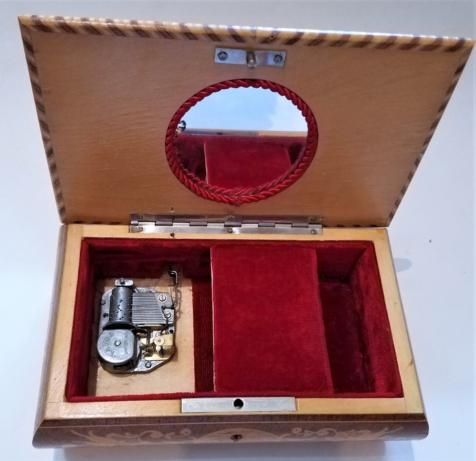beautiful inlaid marquetry Italian Music Box case Lador movement repair ...