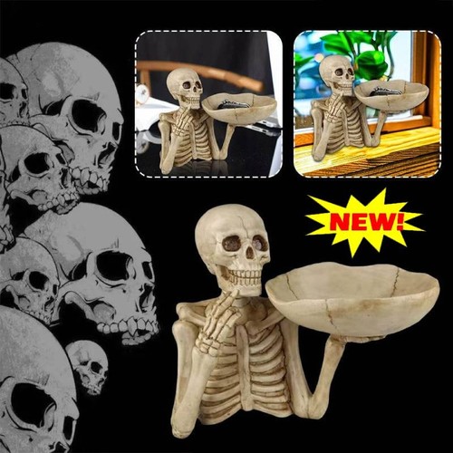 Skull Storage Tray Halloween Candy Bowl-Resin Skeleton Decorative Fruit ...