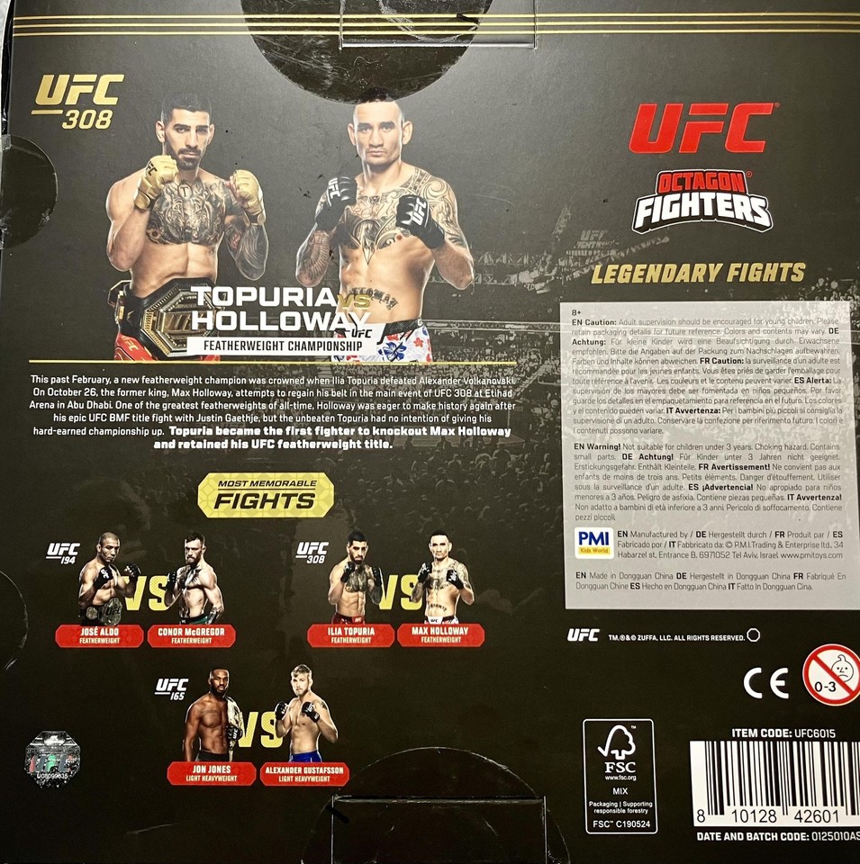 UFC Octagon Fighters 308 Topuria Vs Holloway Plastic Toy Figure Set ...