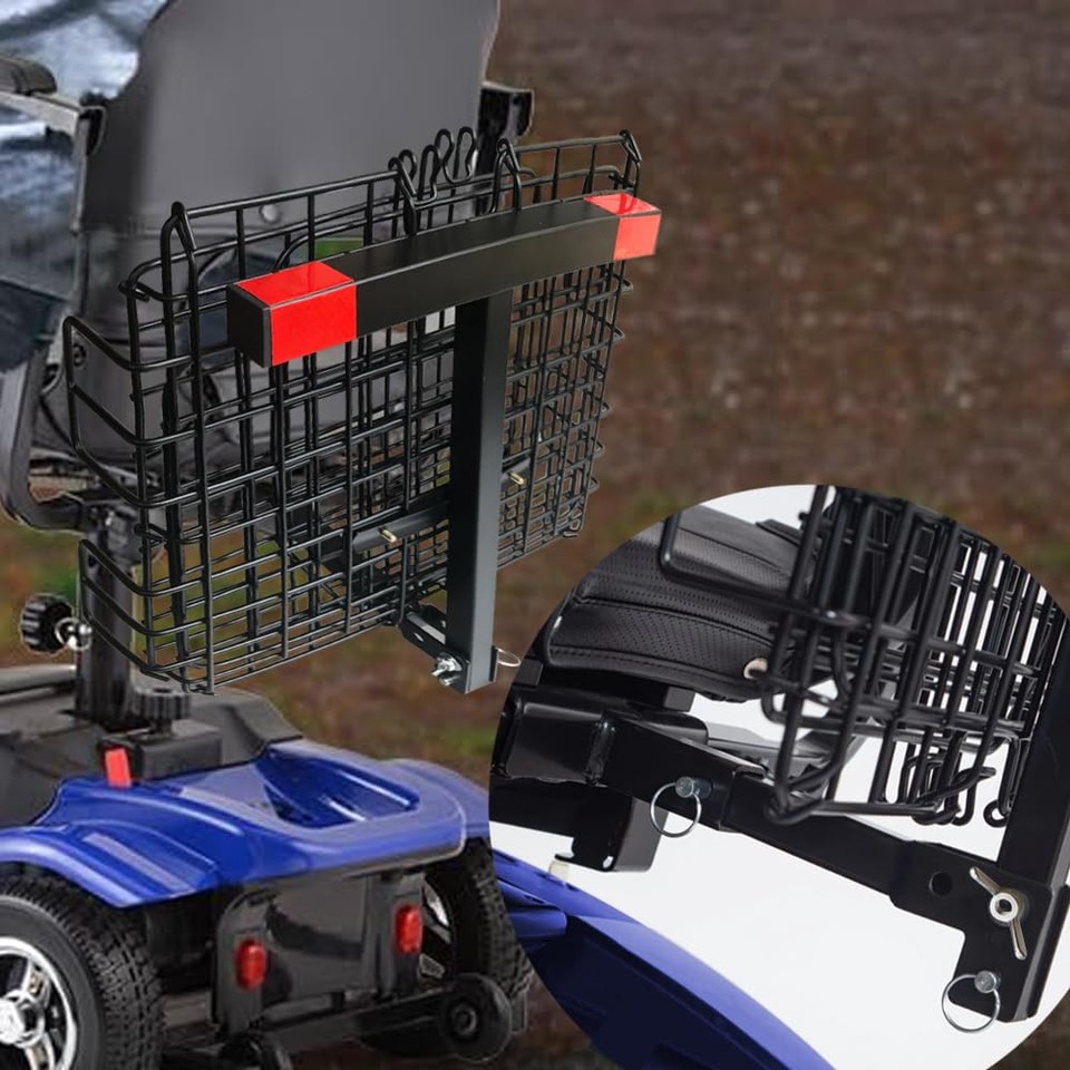 Mobility Scooter Rear Basket, Foldable Heavy Duty Metal Accessory ...