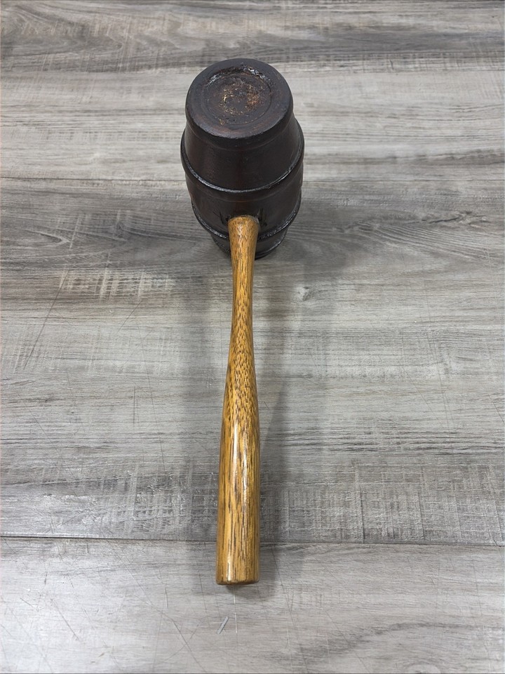 Antique Wooden BARREL HEAD Gavel Mallet Hammer | eBay