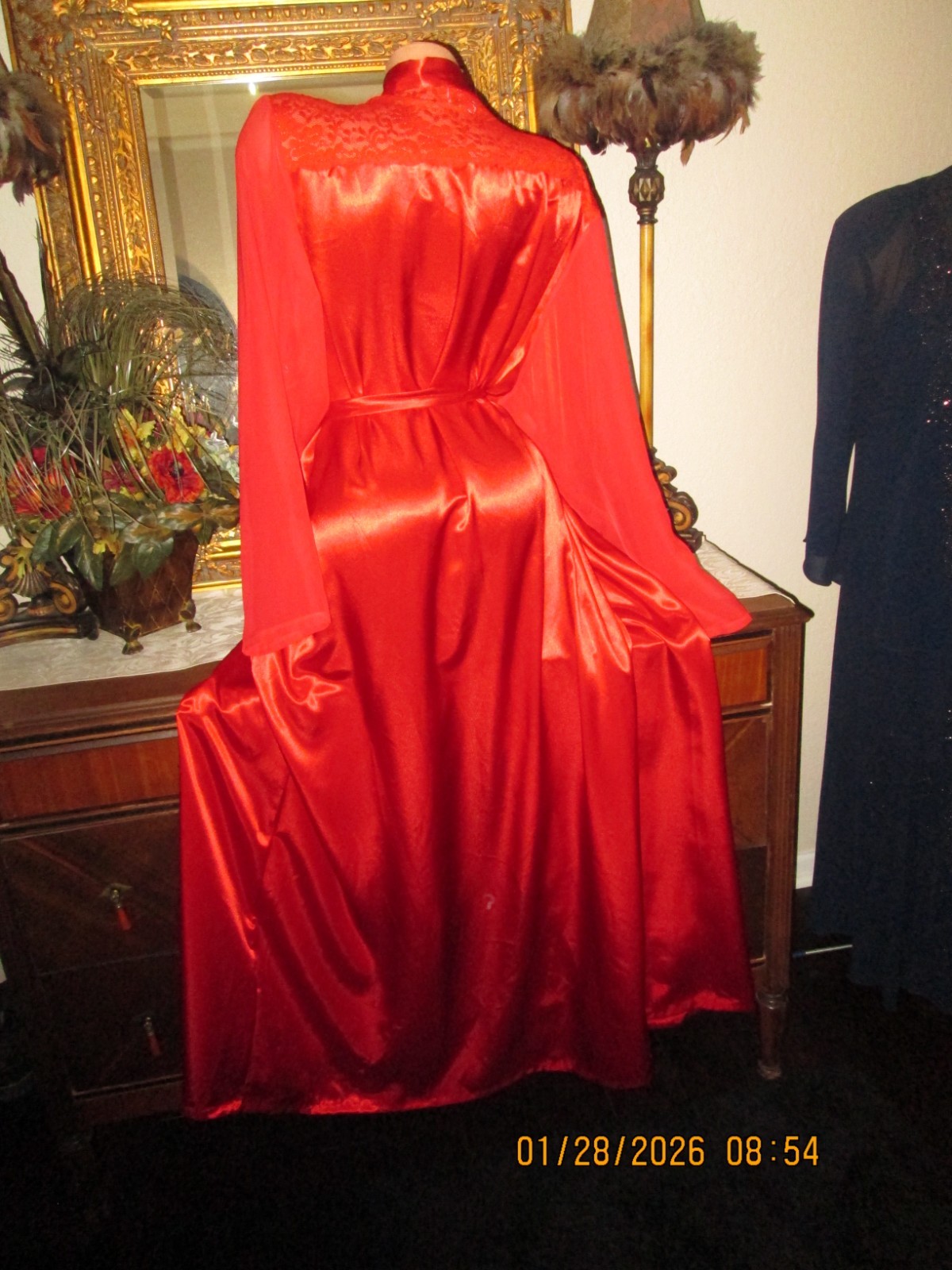 Delta Burke Lingerie Robe Womens XXL Red lacy Satin Lingerie Plus sz ...