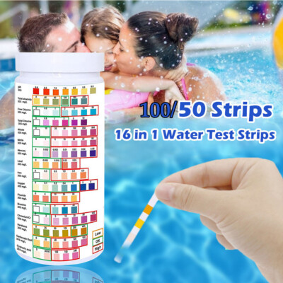 50/100pcs 16 In 1 Drinking Water Tester Hardness PH Fluoride Lead Paper ...