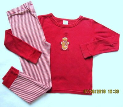 Gymboree Girls Holiday Gingerbread 2 pc Pajamas PJs Top Pants Deep Red ...