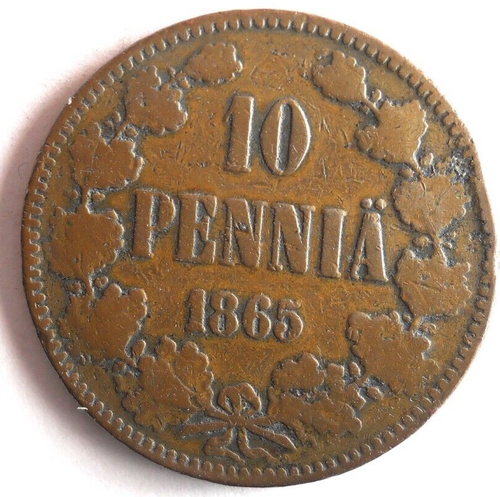 1865 FINLAND 10 PENNIA - High Value Rare Coin - Lot #D20 | eBay