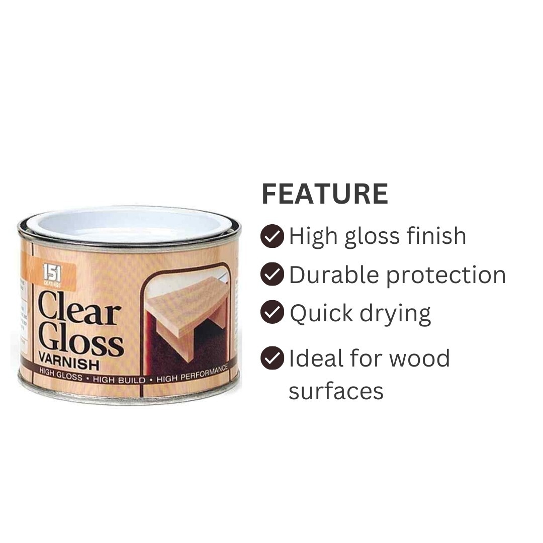 151 Coatings Clear High Gloss Wood Varnish Tin High Build 180ML | eBay UK