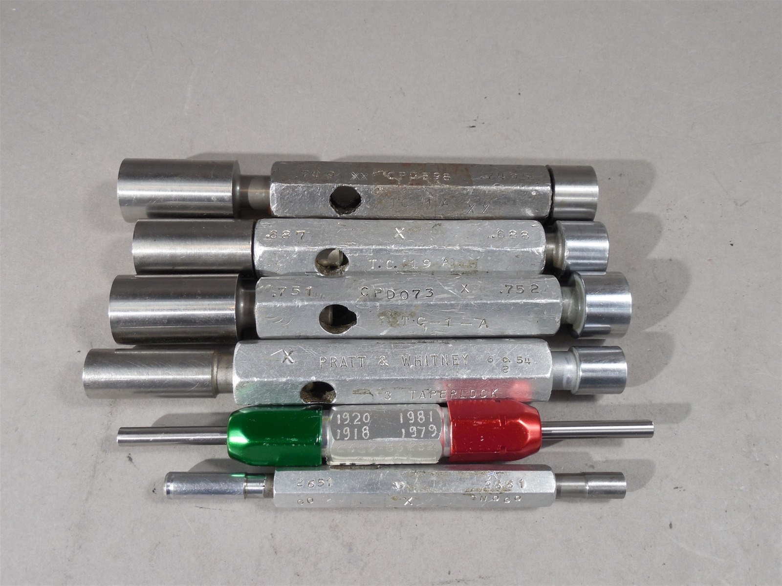 Mixed Lot of 6 Gage Pins and Handles Range .1920" to .7495" Go - No Go ...