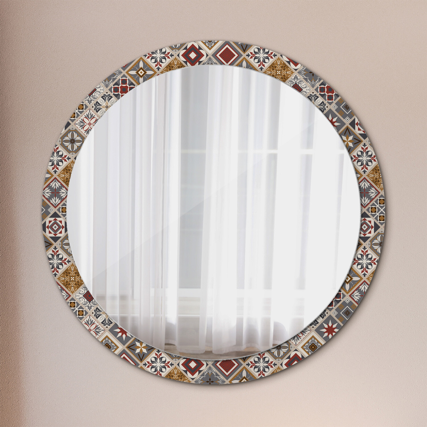 Modern Framed Wall Mirror with Patterned Frame Ready to Hang Turkish ...