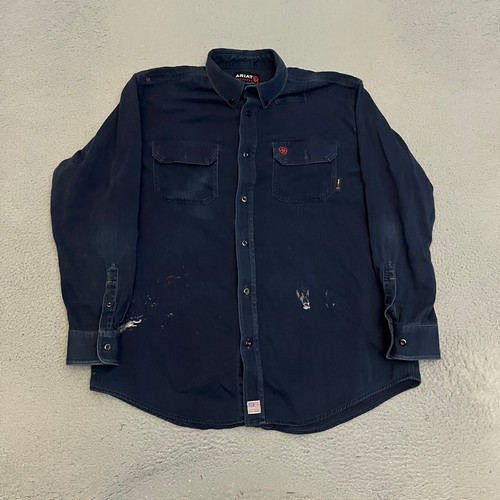 Ariat FR Shirt Mens Size XL Blue Long Sleeve Button Up *READ | eBay