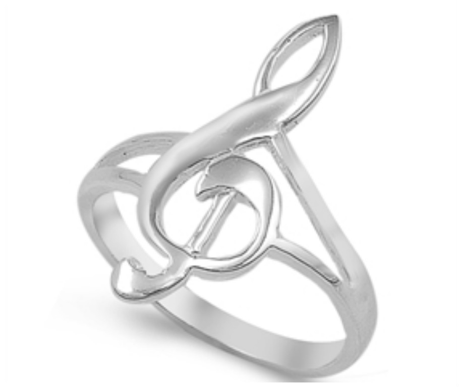Sterling Silver 925 HIGH POLISH MUSICAL NOTE DESIGN SILVER RINGS SIZES ...