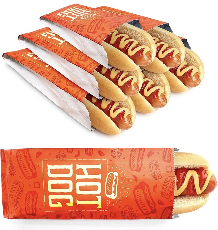 Printed Foil Hot Dog Bag Food Bag 3.5''x9''x1.5'' Perfect for Snack Bar ...