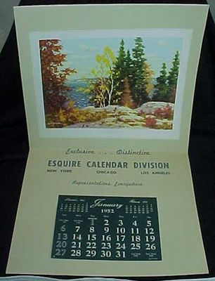 1952 Esquire Calendar Division Salesman Sample Calendar Picnic Point ...