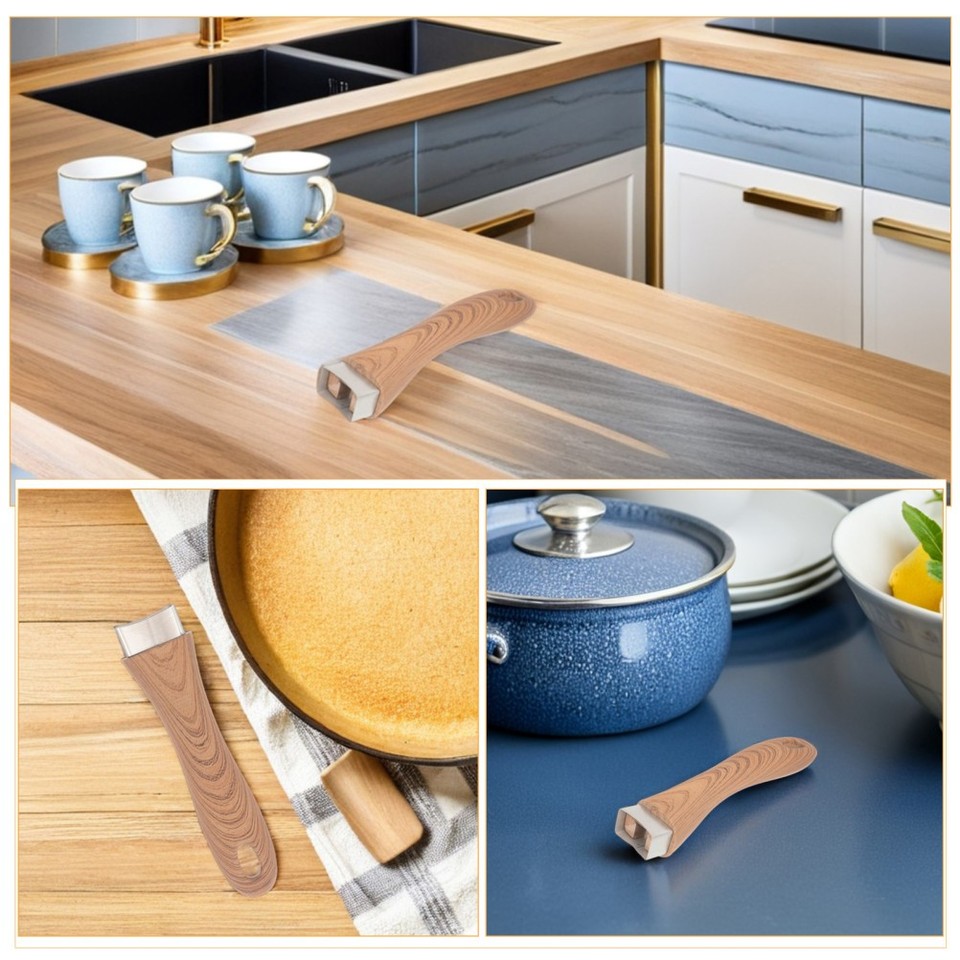 Detachable Pan Handle Replacement Wood Grain Heat Insulated Cooking Pot ...
