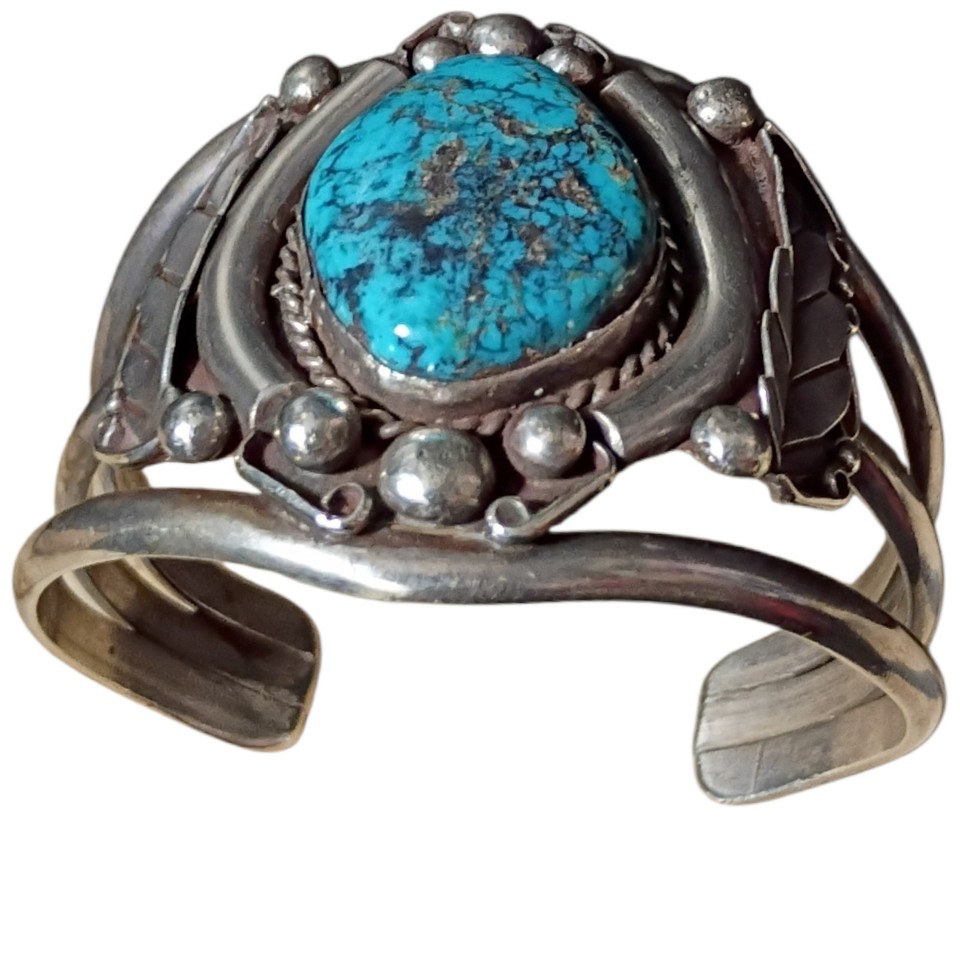 Attributed To Mark Chee Navajo 1940s Candelaria Turquoise Silver ...
