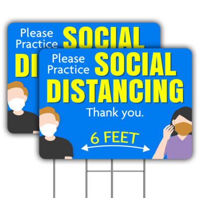 Please Practice Social Distancing 2 Pack Double-Sided Yard Signs (Made ...