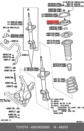 Genuine OE shock absorber support, 486090D080 for TOYOTA 48609-0D080 ...