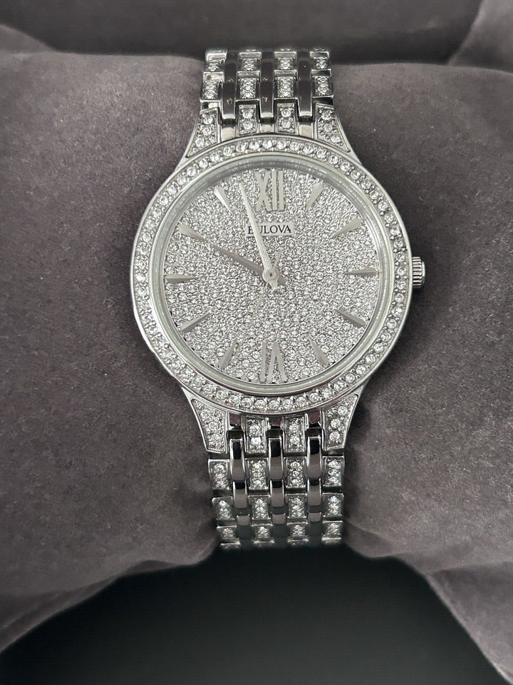 Bulova Phantom Women Watch Stainless Steel Pave Swarovski Crystal Model ...