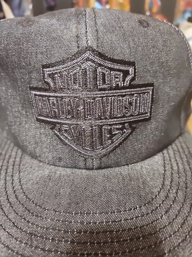 Harley Davidson Bar & Shield Adjustable Snapback Cap Men Black Denim ...