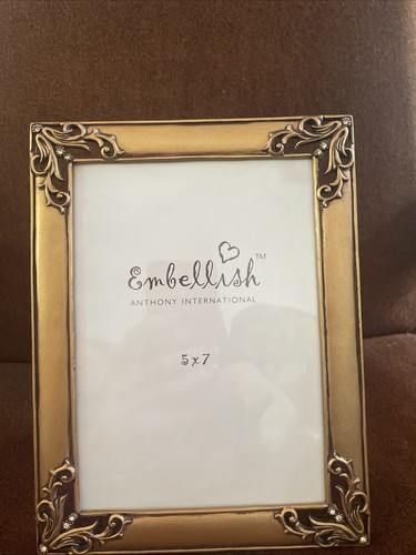 Vintage Embellish Picture Photo Frame Rhinestone Crystal Enamel Gold ...