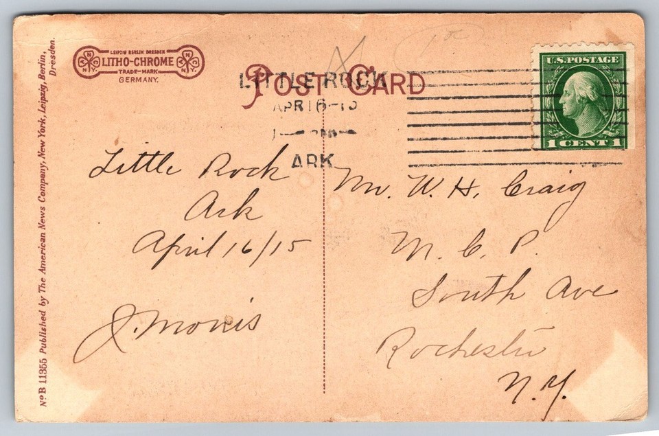 Little Rock AR Postcard Post Office DB Posted 1915 ANC Litho-Chrome ...