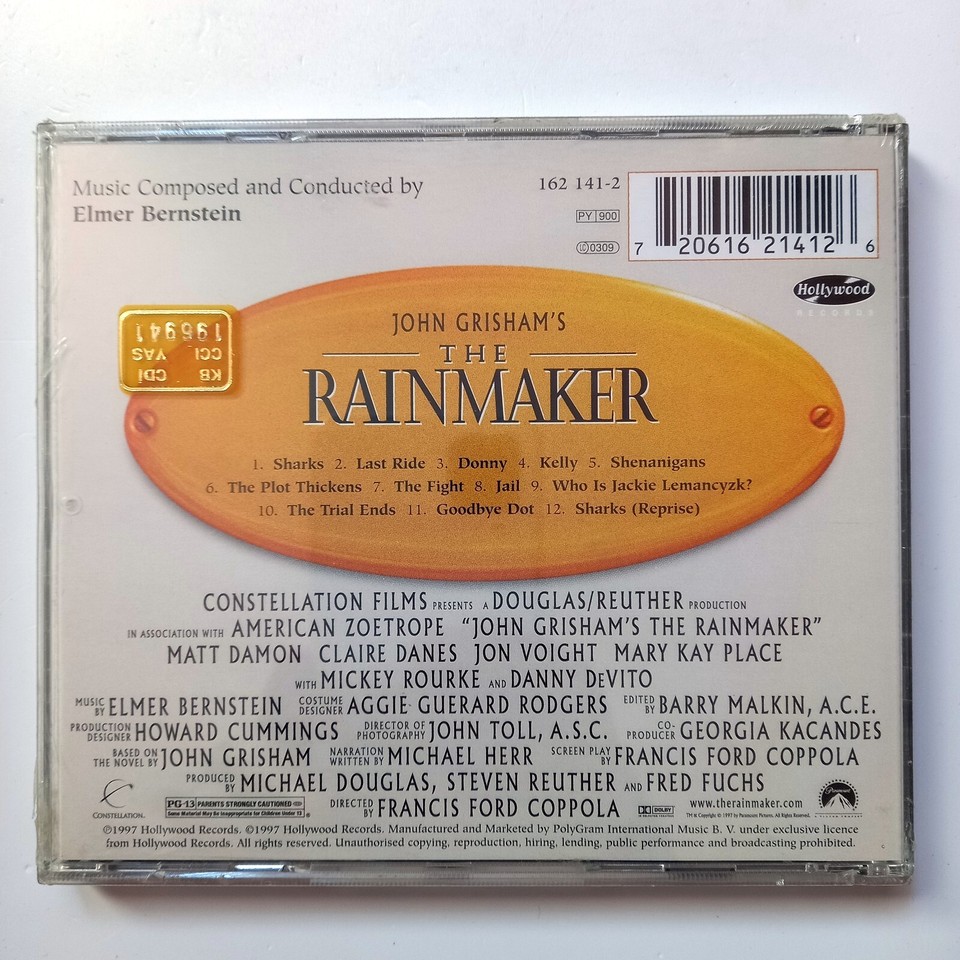 ELMER BERNSTEIN – JOHN GRISHAM'S THE RAINMAKER SOUNDTRACK (1997) CD SEALED 720616214126| eBay