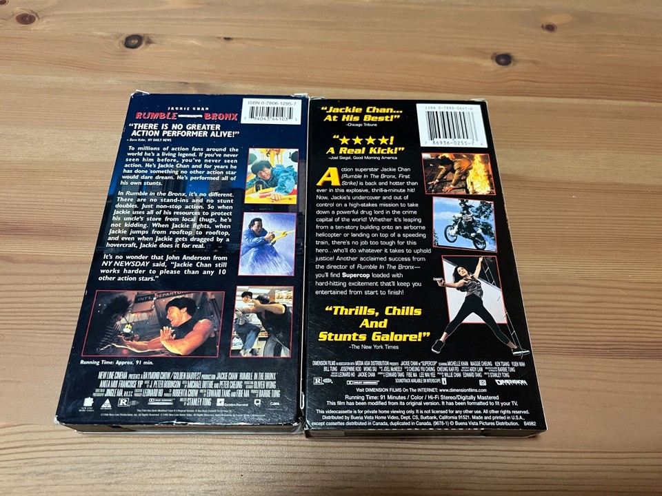Lot of 2 Vintage Jackie Chan VHS- Rumble in the Bronx and Supercop ...
