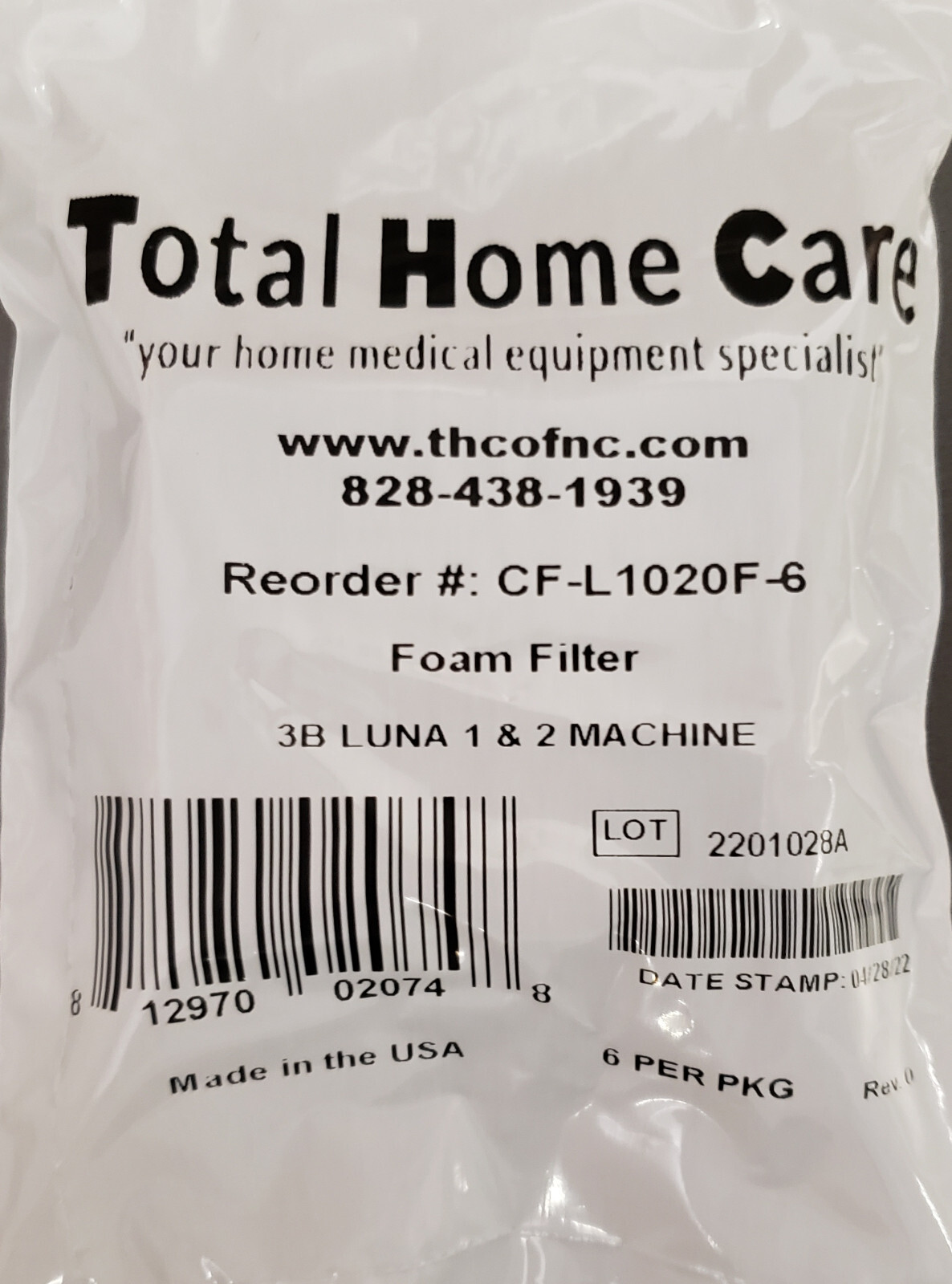 New Sealed 6-Pack Reusable Filters for 3B Luna 1 & 2 Cpap USA: CF ...