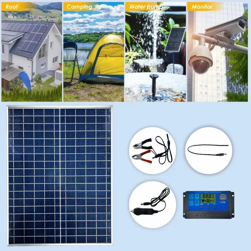 500W/1000W 12V Photovoltaic Solar Panel Power Bank Kit Controller Solar ...