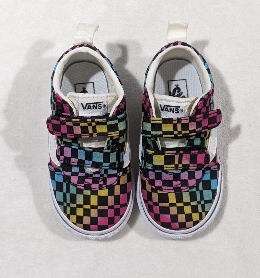 Vans Toddler's Ward V Trippy Checkerboard Multicolor Skate Shoes - Size ...