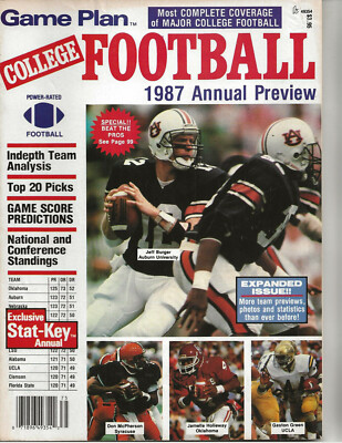 1987 Game Plan College Football Annual Preview Jeff Burger | eBay