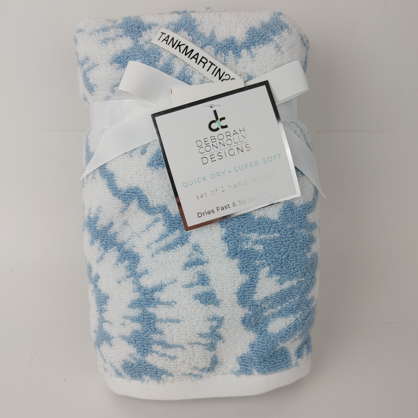 Set of 2 Deborah Connolly Quick Dry Soft Bathroom Hand Towels Blue ...