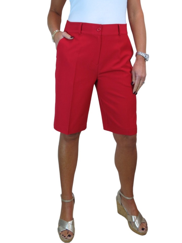 Ladies High Waist Tailored Knee Length Shorts Summer Smart Casual Day ...