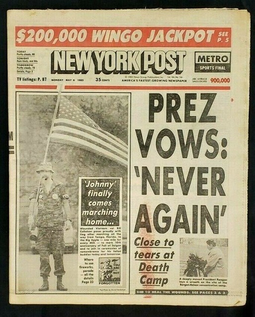 1985 MAY 6 NEW YORK POST NEWSPAPER *PREZ VOWS: NEVER AGAIN* PGS 1-88 | eBay