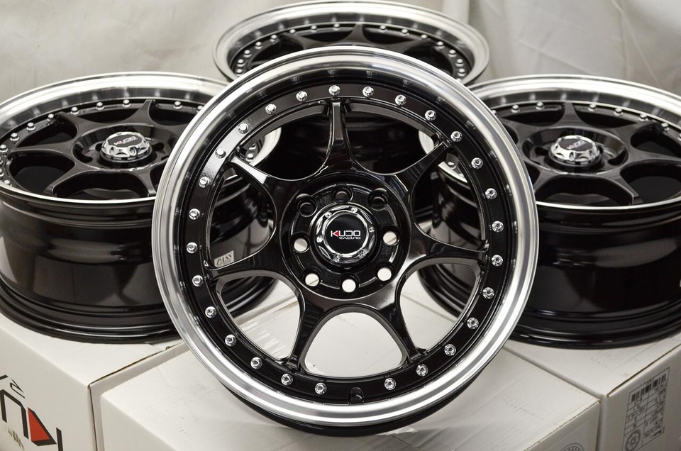 15x7 Black Wheels Rims 4 Lug Honda Accord Civic Fit Cobalt Hyundai ...