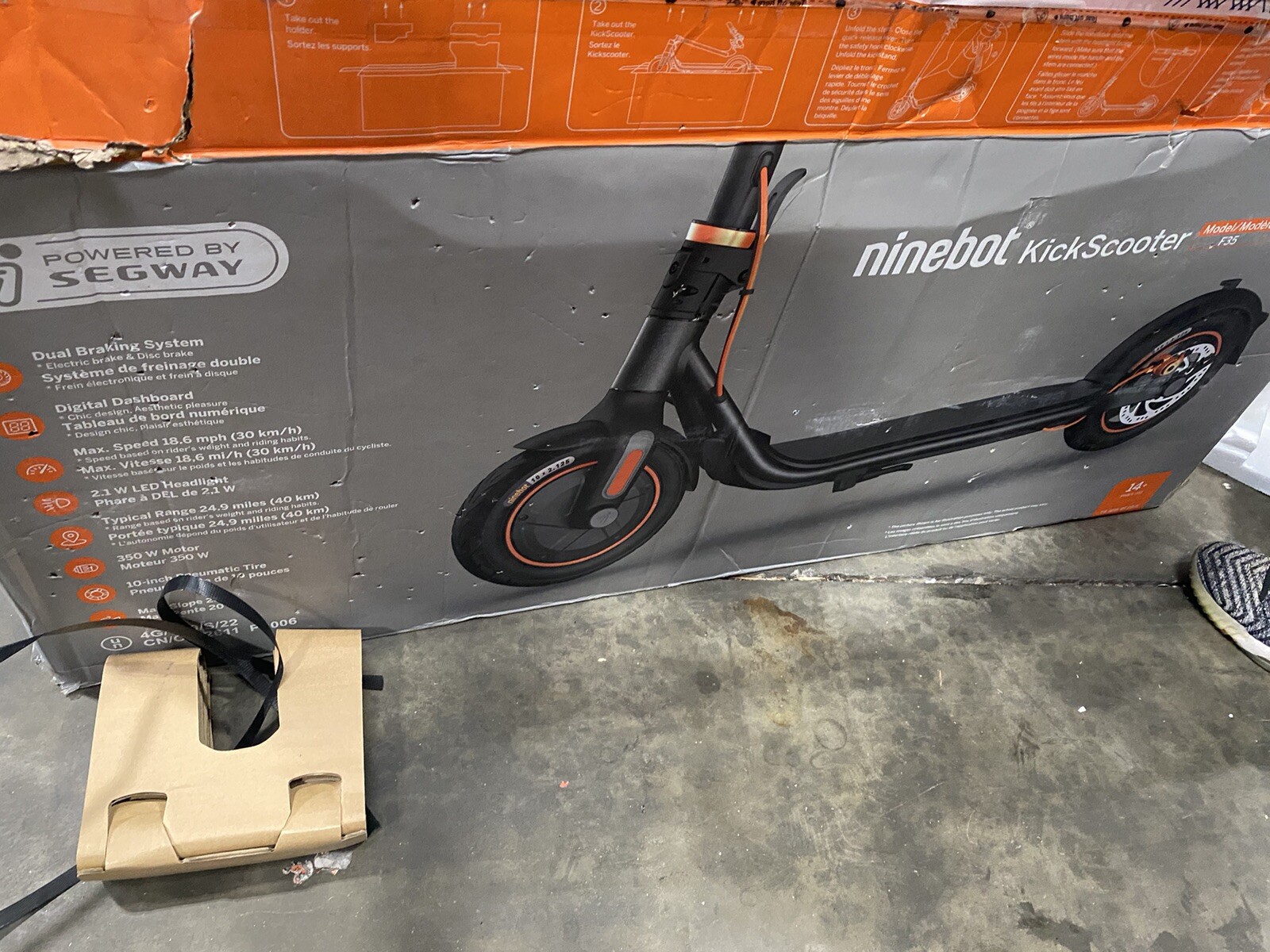 SEGWAY NINEBOT F35 ELECTRIC SCOOTER W/24.9 MAX OPERATING RANGE & 18.6 ...