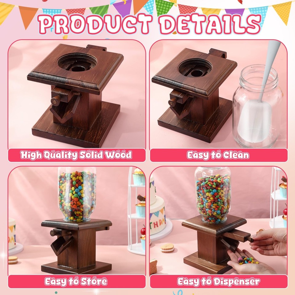 1 Pcs Wooden Candy Dispenser Wood Storage Containers for Gummy ...