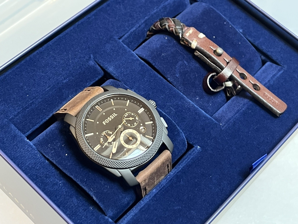 FOSSIL FS5251SET MENS MACHINE CHRONOGRAPH QUARTZ ANALOGUE BLACK DIAL ...