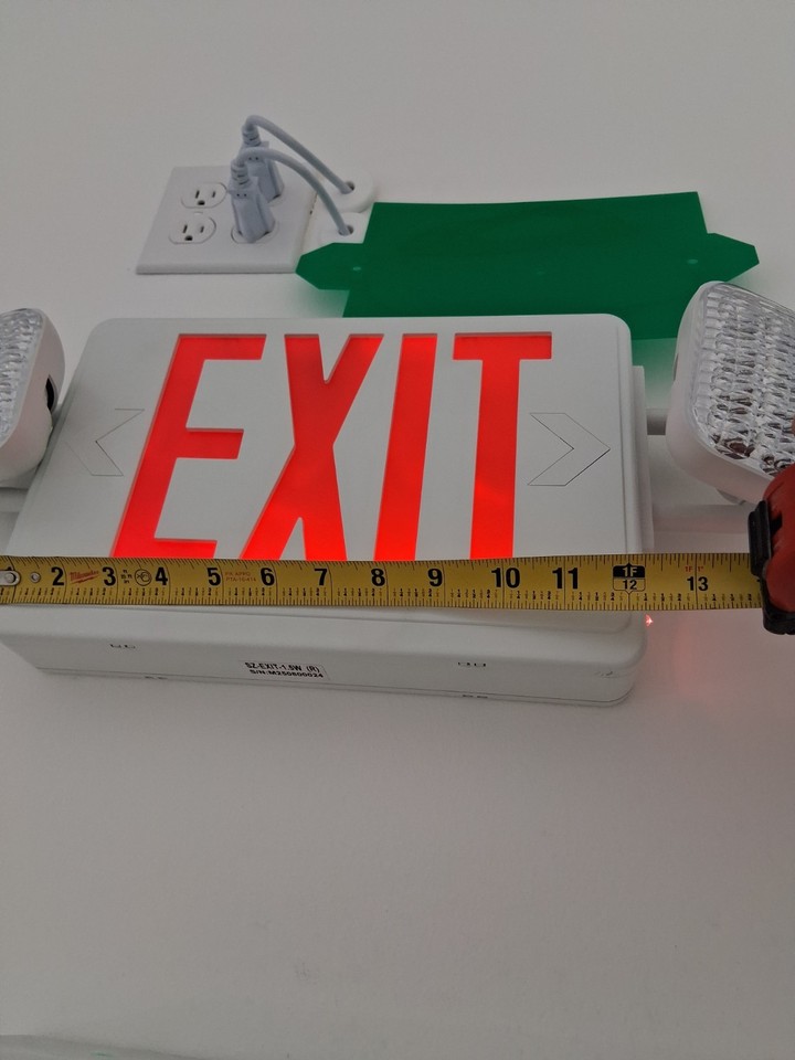 Combo Integrated LED White Exit Sign and Emergency Light with 9.6-Volt ...