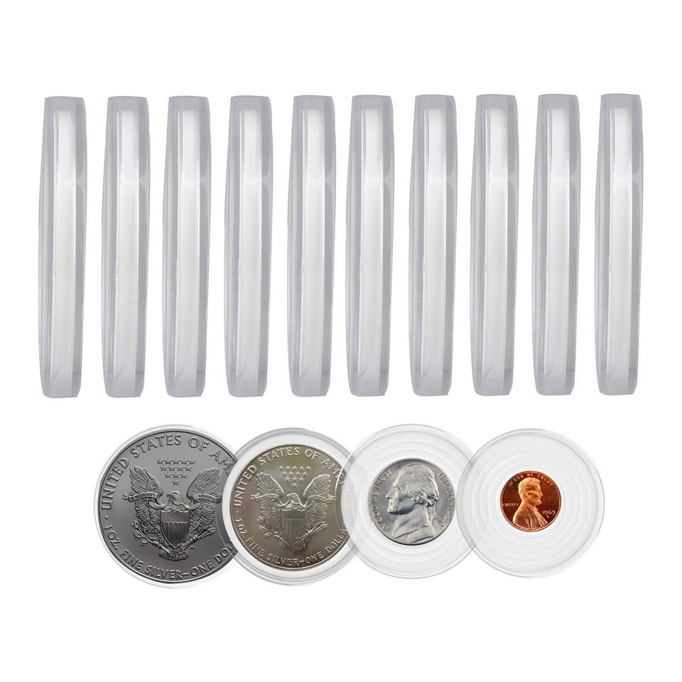 20pcs 46mm Clear Coin Storage Box Round Plastic Case Capsules Container ...