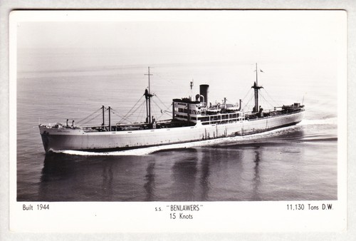 1950s S.S. BENLAWERS MERCHANT SHIP Ben Line REAL PHOTOGRAPH Card c.1956 ...