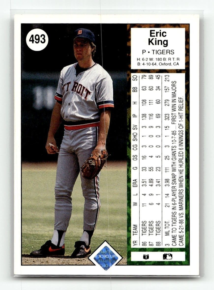 1989 Upper Deck Eric King Detroit Tigers #493 Baseball | eBay UK